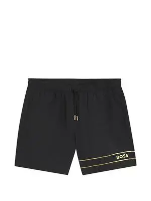 BOSS Swim Shorts With Foil-print Logo - Black