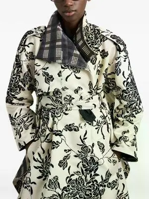 Antonio Marras Floral-print Asymmetric Trench Coat