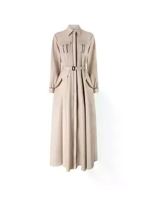 Antonio Marras Belted Piped Maxi Shirt Dress - Neutrals