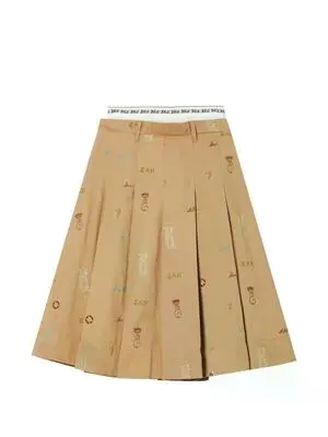 Sea Juliet Embroidered Pleated Midi Skirt - Neutrals