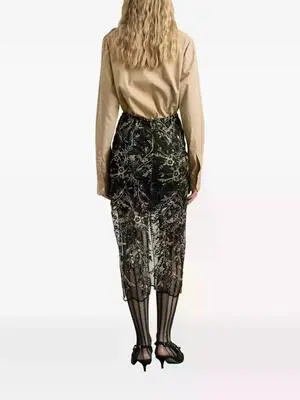 Antonio Marras Embroidered-tulle Midi Pencil Skirt