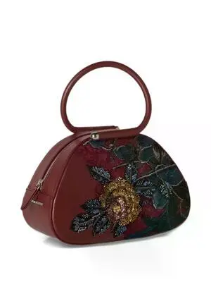 Antonio Marras Caragol Floral-embroidered Leather Tote Bag - Red
