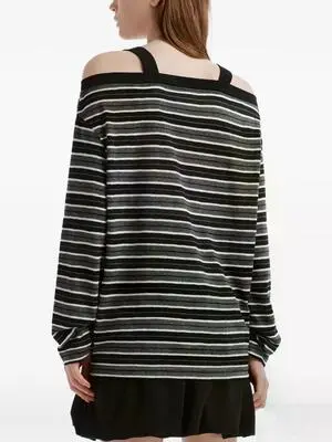 MUSIUM DIV. Striped Cold-shoulder T-shirt And Shorts Set