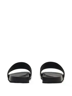 Burberry Check And Leather Urchin Slides - Black