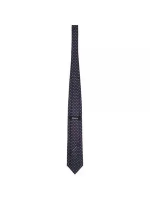Zegna Geometric-pattern Mulberry Silk Tie - Blue