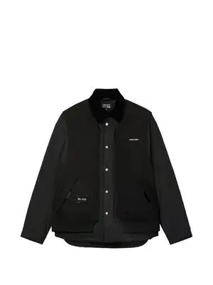 Izzue Corduroy-collar Layered Jacket - Black