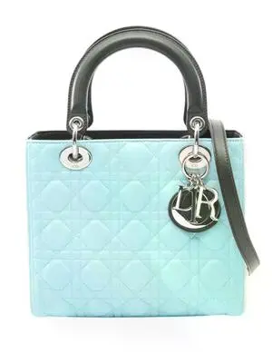 Dior 2010-2026 Medium Tricolor Lambskin Cannage Lady Satchel - Green