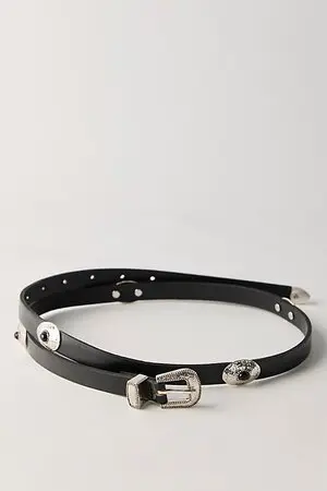 Free People Kira Concho Microslim Belt - Black