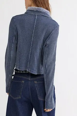 Free People Ansel Knit Zip-up - Navy