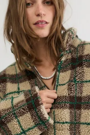 FOUND Plaid Fleece Quarter-zip