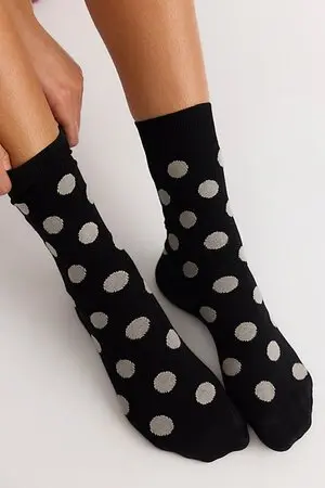 Free People Maria La Rosa Dotty Socks - Black