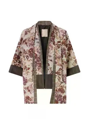 Antonio Marras Rose-jacquard Patchwork Kimono Jacket - Neutrals
