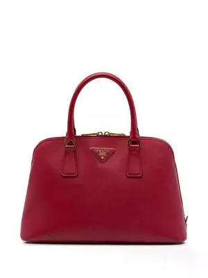 Prada 2010-2026 Medium Saffiano Lux Promenade Satchel - Red