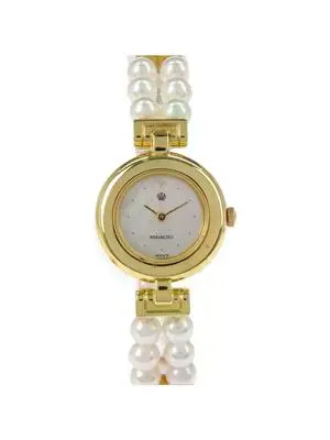 Mikimoto 18k Yellow Gold 20mm Watch - White