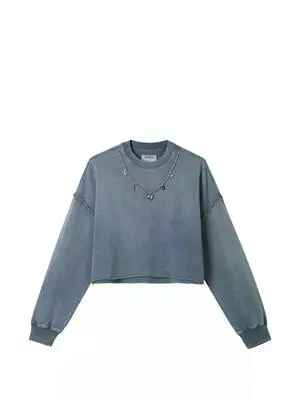 MUSIUM DIV. Charm-embellished Raw-cut Sweatshirt - Blue