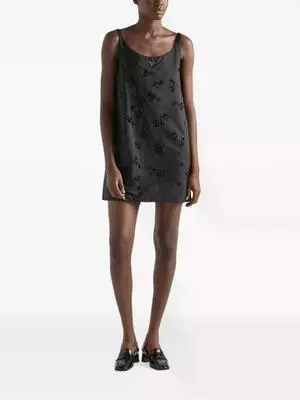 Prada Embroidered, Lightweight Re-nylon Mini-dress - Black