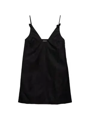 Prada Re-nylon Mini-dress With Floral Appliqués - Black