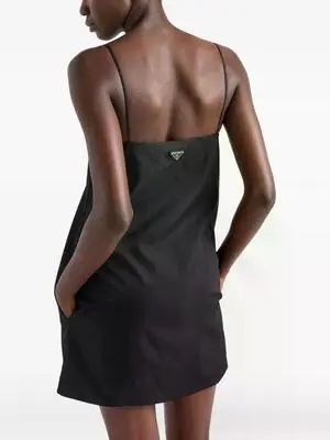 Prada Re-nylon Mini-dress With Floral Appliqués