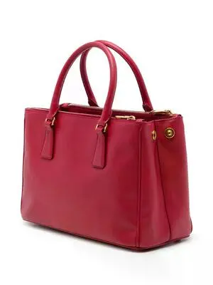 Prada 2013-2026 Small Saffiano Lux Galleria Double Zip Satchel - Red