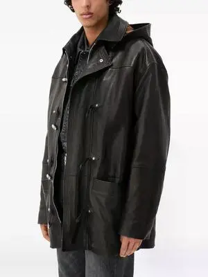 Versace Toggle-fastening Hooded Leather Coat