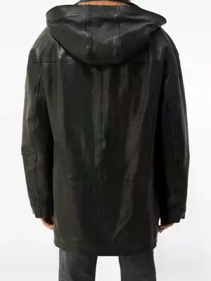 Versace Toggle-fastening Hooded Leather Coat
