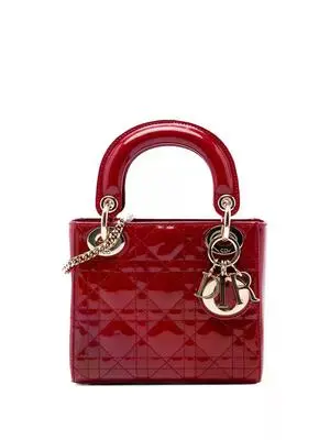 Dior 2018 Mini Patent Cannage Lady Satchel - Red