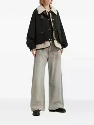 MUSIUM DIV. Fleece-texture Trim Layered Jacket - Black