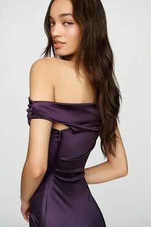 Bhldn Asymmetrical Shoulder Knit Midi Dress