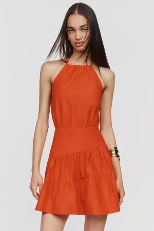 Anthropologie Halter Mi Dress Red