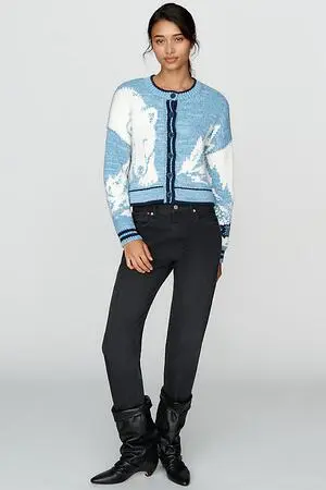 Anthropologie Pilcro Cotton Wool Blend Polar Bear Tarsia Cardigan