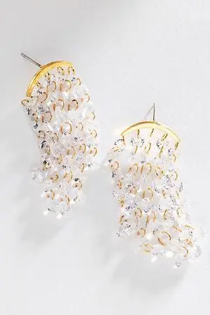 Anthropologie Crystal Frge Drop Earrgs Gold