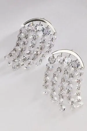 Anthropologie Crystal Frge Drop Earrgs - Silver