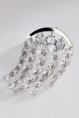 Anthropologie Crystal Frge Drop Earrgs - Silver