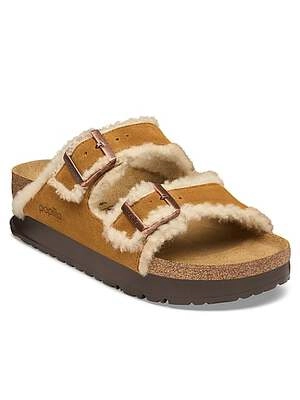 Pink Birkenstock Arizona Platform Flex Shearling Sandals - Brown