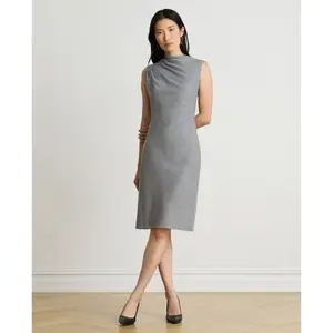 Ralph Lauren Pleated Mélange Wool Sleeveless Dress