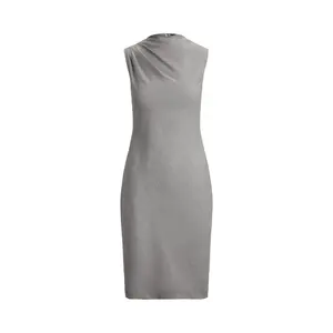 Ralph Lauren Pleated Mélange Wool Sleeveless Dress