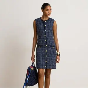 Ralph Lauren Bouclé Sleeveless Shift Dress - Blue Multi