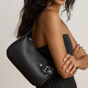 Ralph Lauren Micro-pebbled Tasha Small Shoulder Bag Black