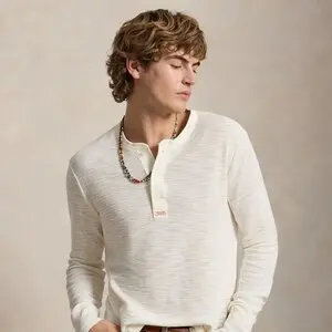 Ralph Lauren Textured Waffle-knit Henley Shirt - Nevis