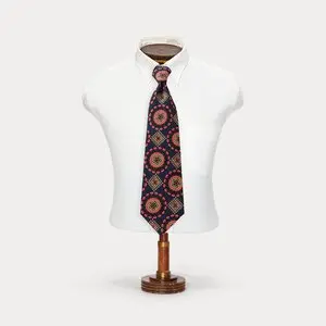 Ralph Lauren Handmade Medallion Wool Challis Tie - Navy Multi