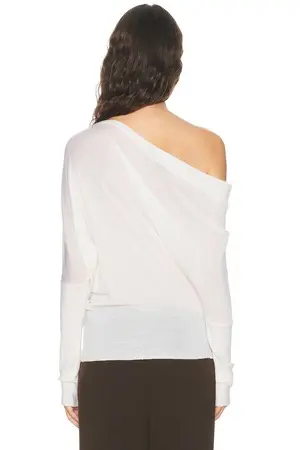 Enza Costa Tissue Cashmere Slouch Sweater In White