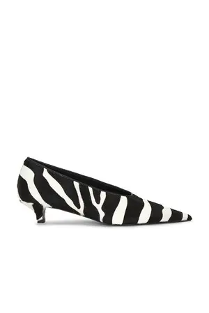 TOTEME Sharp Pony Hair Kitten Pump In Black - Zebra