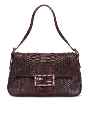 Fendi Vintage Python Baguette Shoulder Bag - Black