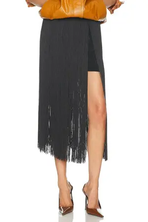 FRAME The Fringe Midi Skirt - Black