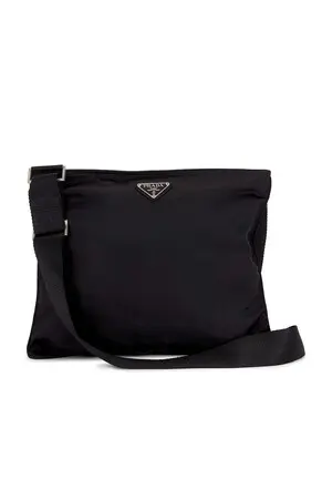 Prada Tessuto Flat Messenger Bag - Black