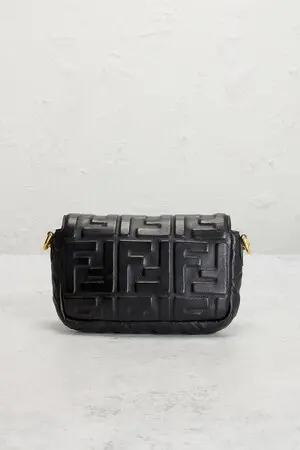 Fendi Ff Embossed Mini Baguette Shoulder Bag