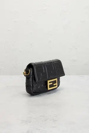 Fendi Ff Embossed Mini Baguette Shoulder Bag