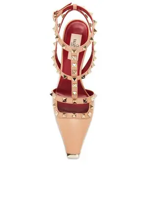 Valentino Garavani Rockstud Ankle Strap Pump In Peach