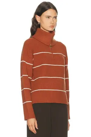 Varley Swanson Half Zip Knit Sweater In Rust
