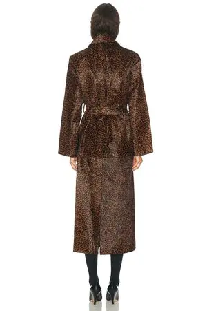 AUTER Faux Pony Hair Topcoat In Brown